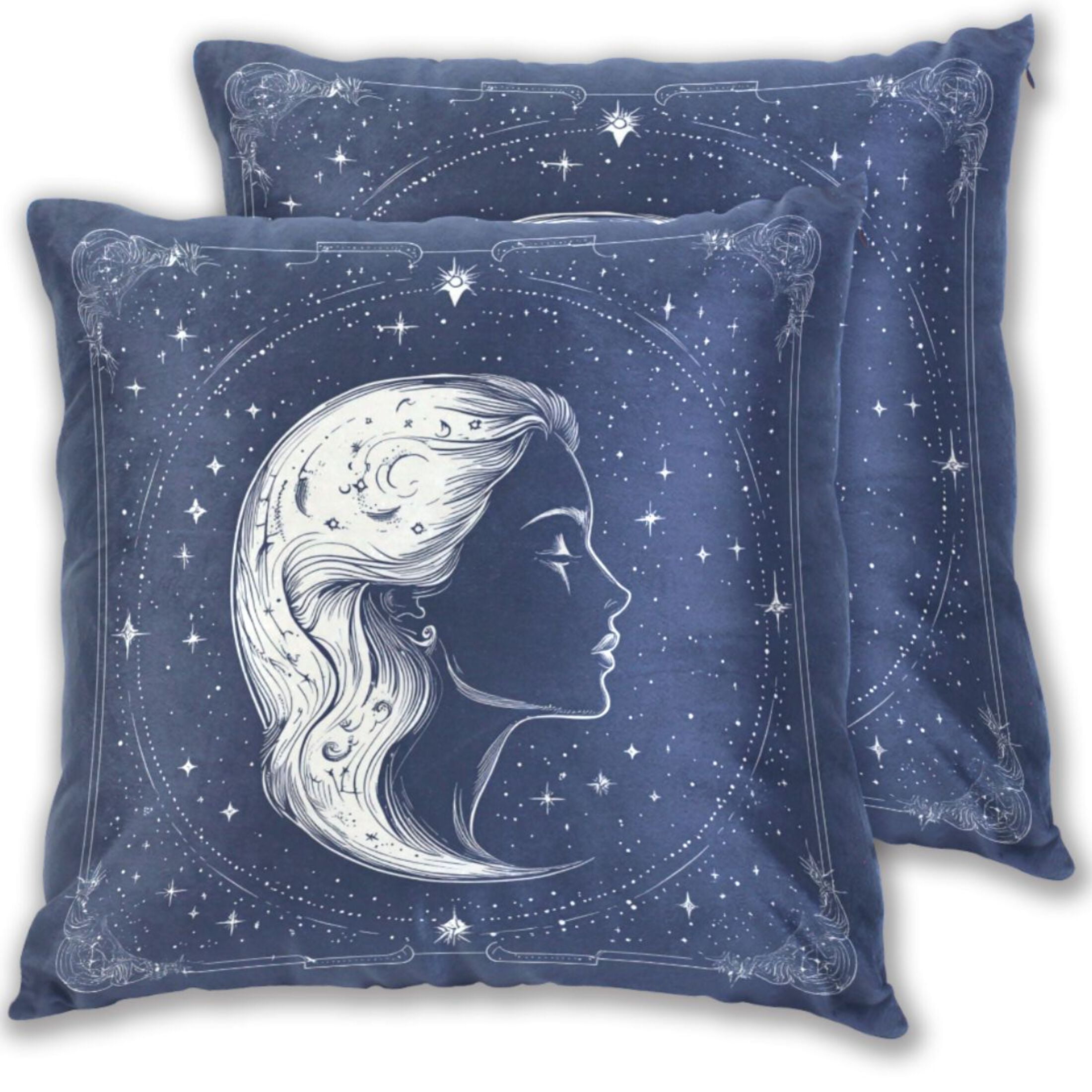 Beautiful Profile Woman Face Stars Throw Pillow Covers Pillowcases 20 x ...