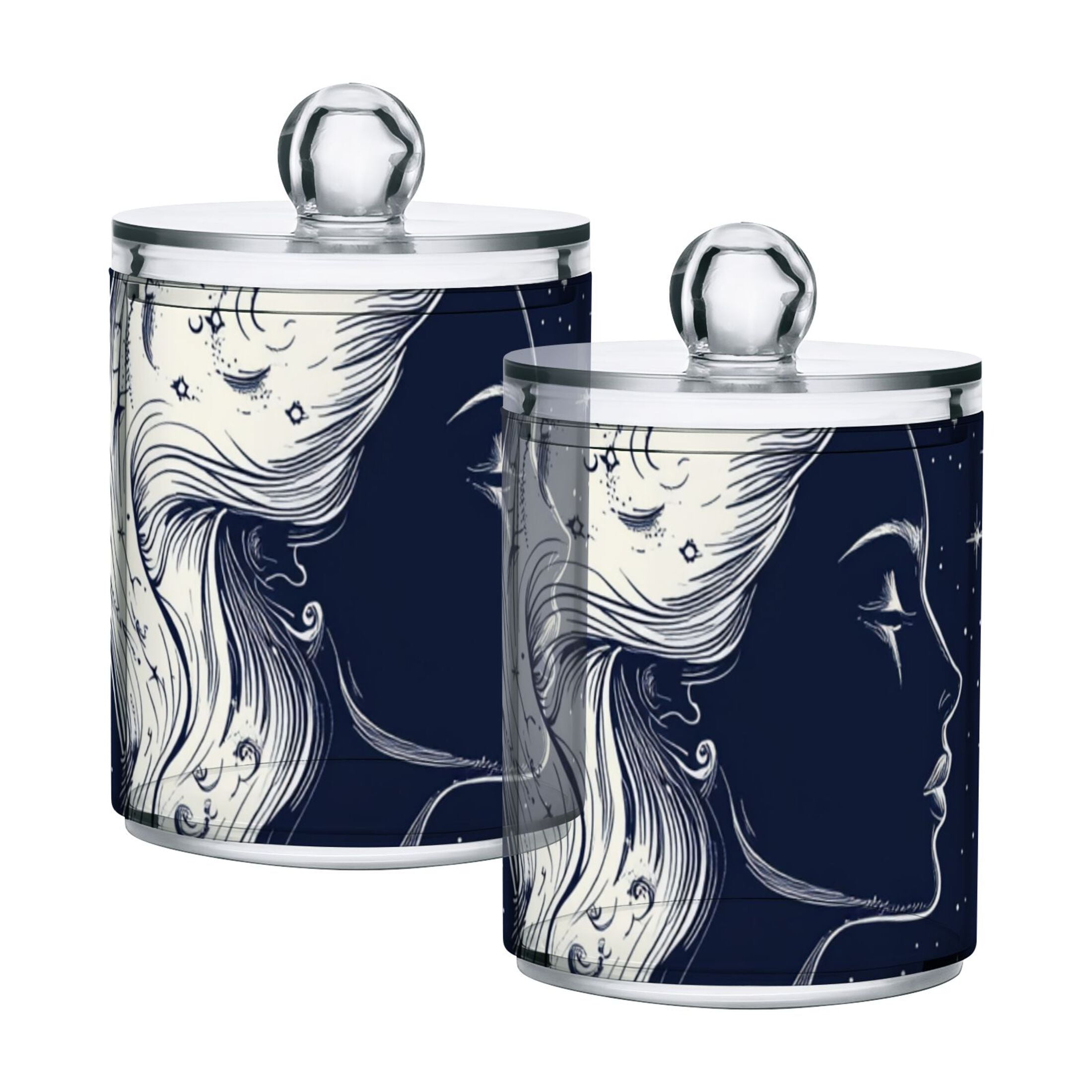 Beautiful Profile Woman Face Stars Translucent Plastic Cans Storage ...