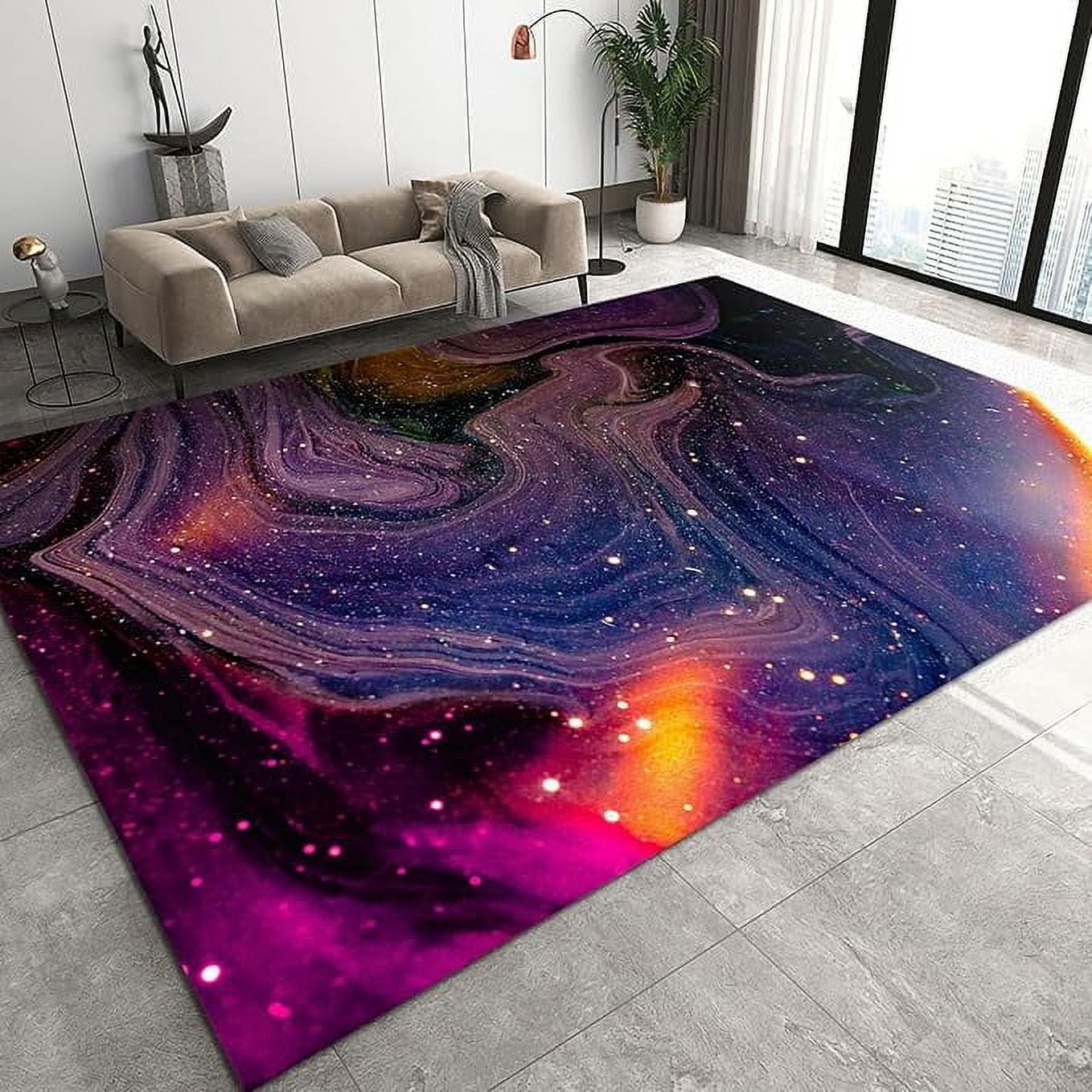 Beautiful Purple Fantasy Galaxy Starry Sky Kids Area Rug, Abstract ...