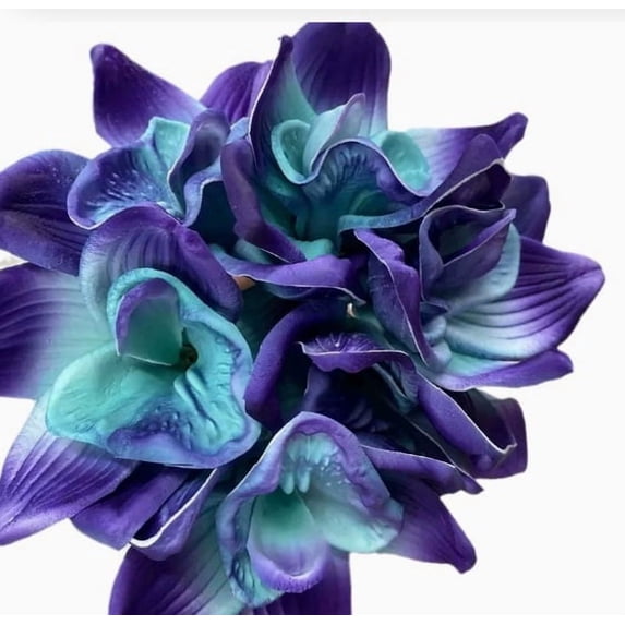 Beautiful Purple and Turquoise Artificial Silk Flowers - 12 Pack, 10cm ...