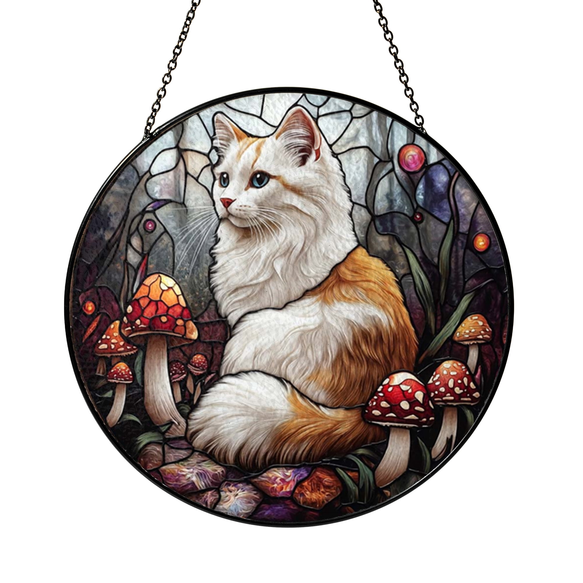 Beautiful Ragdoll Cat and Glowing Mushrooms Garden Suncatcher Art ...
