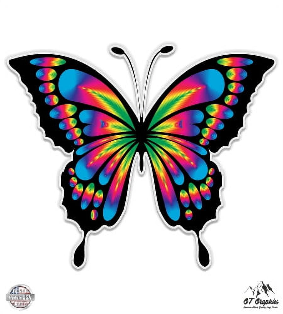 Beautiful Rainbow Butterfly - 12" Vinyl Sticker Waterproof Decal ...