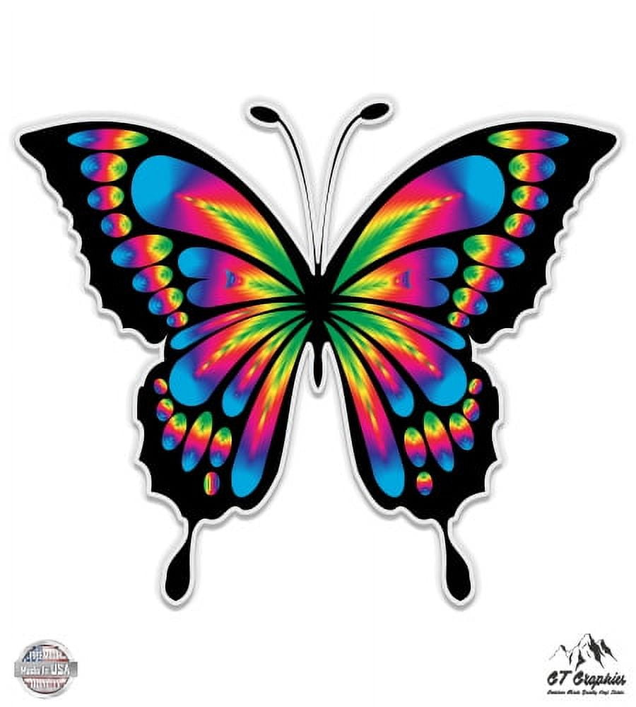 Beautiful Rainbow Butterfly - 8" Vinyl Sticker - For Car Laptop I-Pad ...
