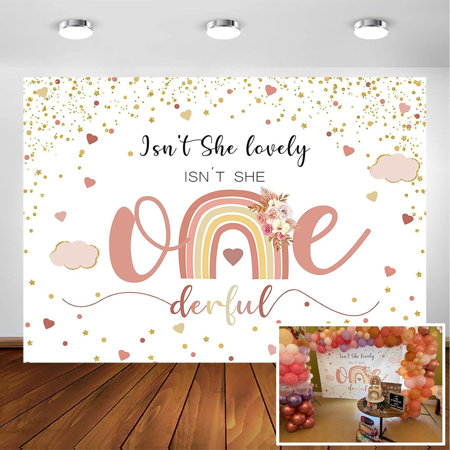 Beautiful Rainbow First Birthday Backdrop for Girl Pastel Rainbow 1st ...