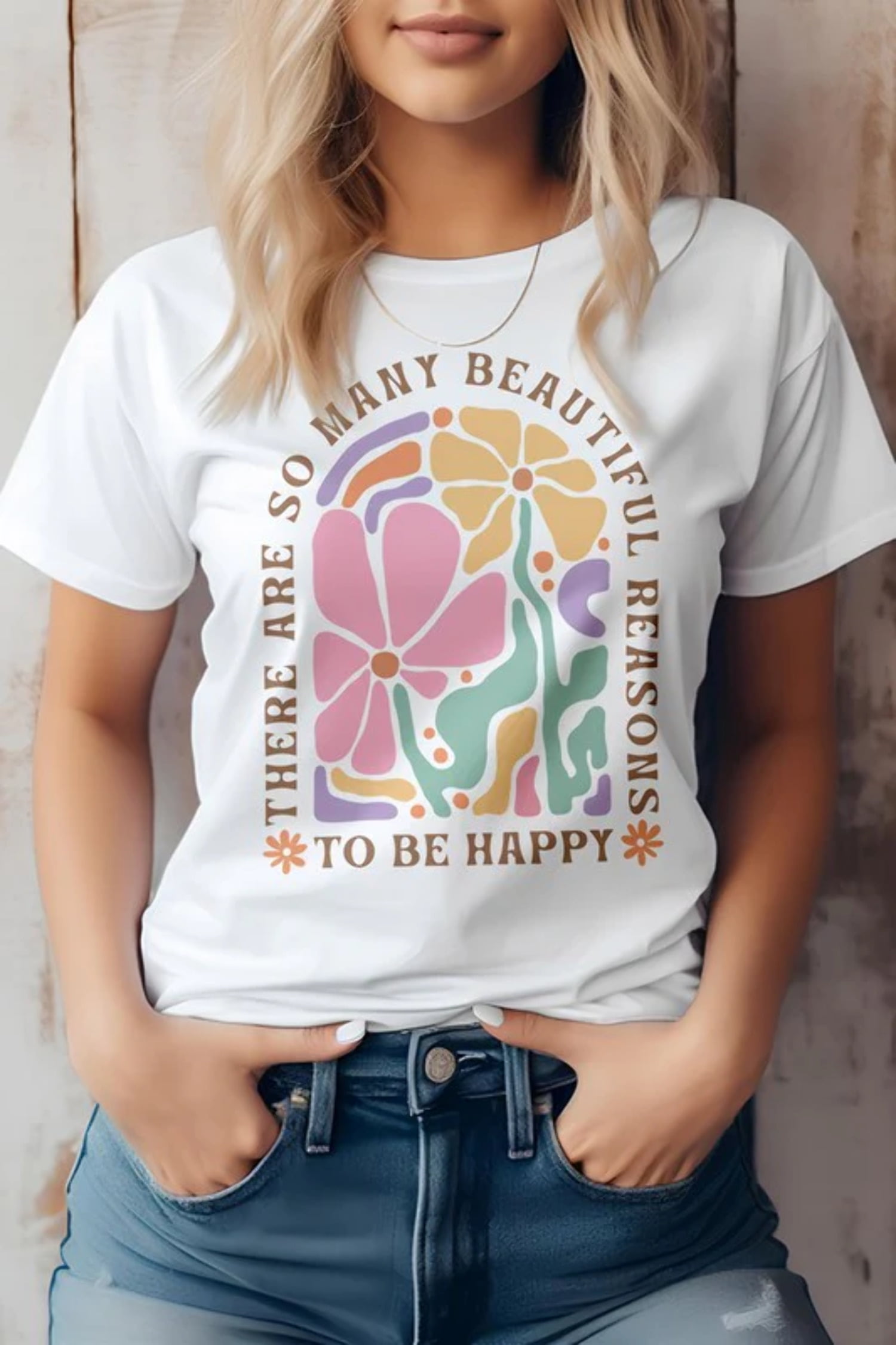 Beautiful Reason To Be Happy, Boho Graphic Tee - Walmart.com