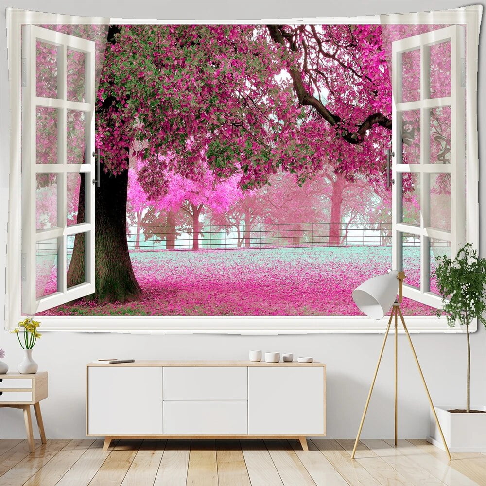 Beautiful Red Big Tree Printed Large Tapestry Hippie Wall Hanging ...