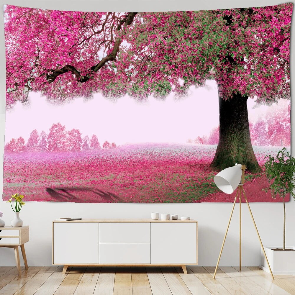 Beautiful Red Big Tree Printed Large Tapestry Hippie Wall Hanging ...