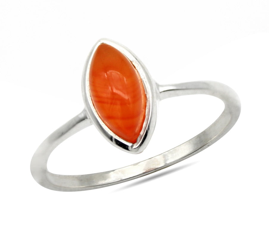 Beautiful Red Carnelian Marquise Engagement Ring - 925 Sterling Silver ...