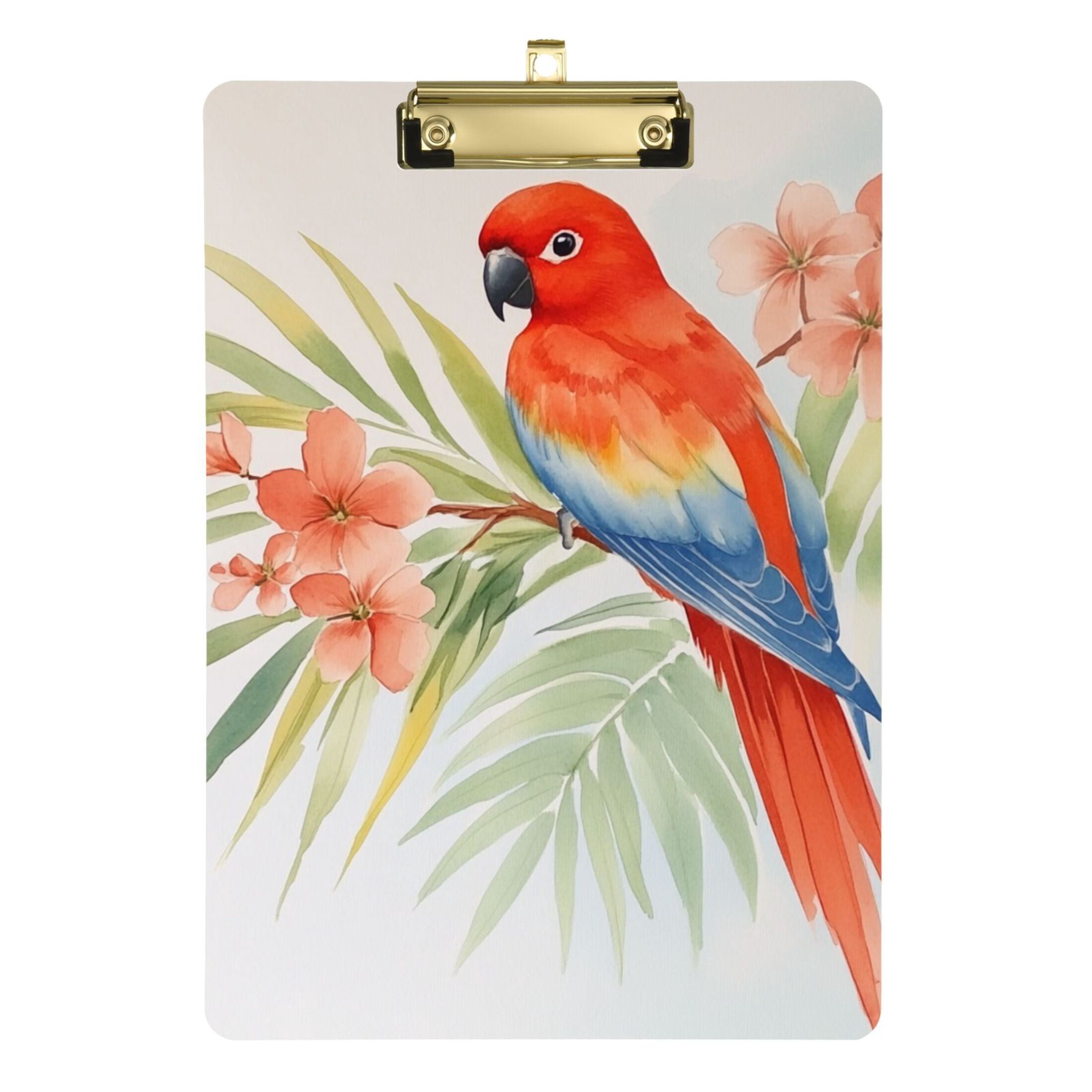 Beautiful Red Parrot Acrylic Clipboard with Gold Clip for Classroom ...