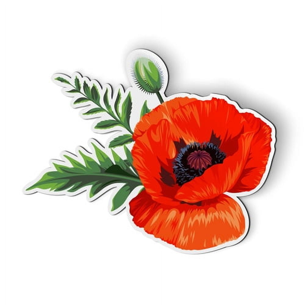 Beautiful Red Poppo Flower - 5" Magnet for Car Locker Refrigerator ...