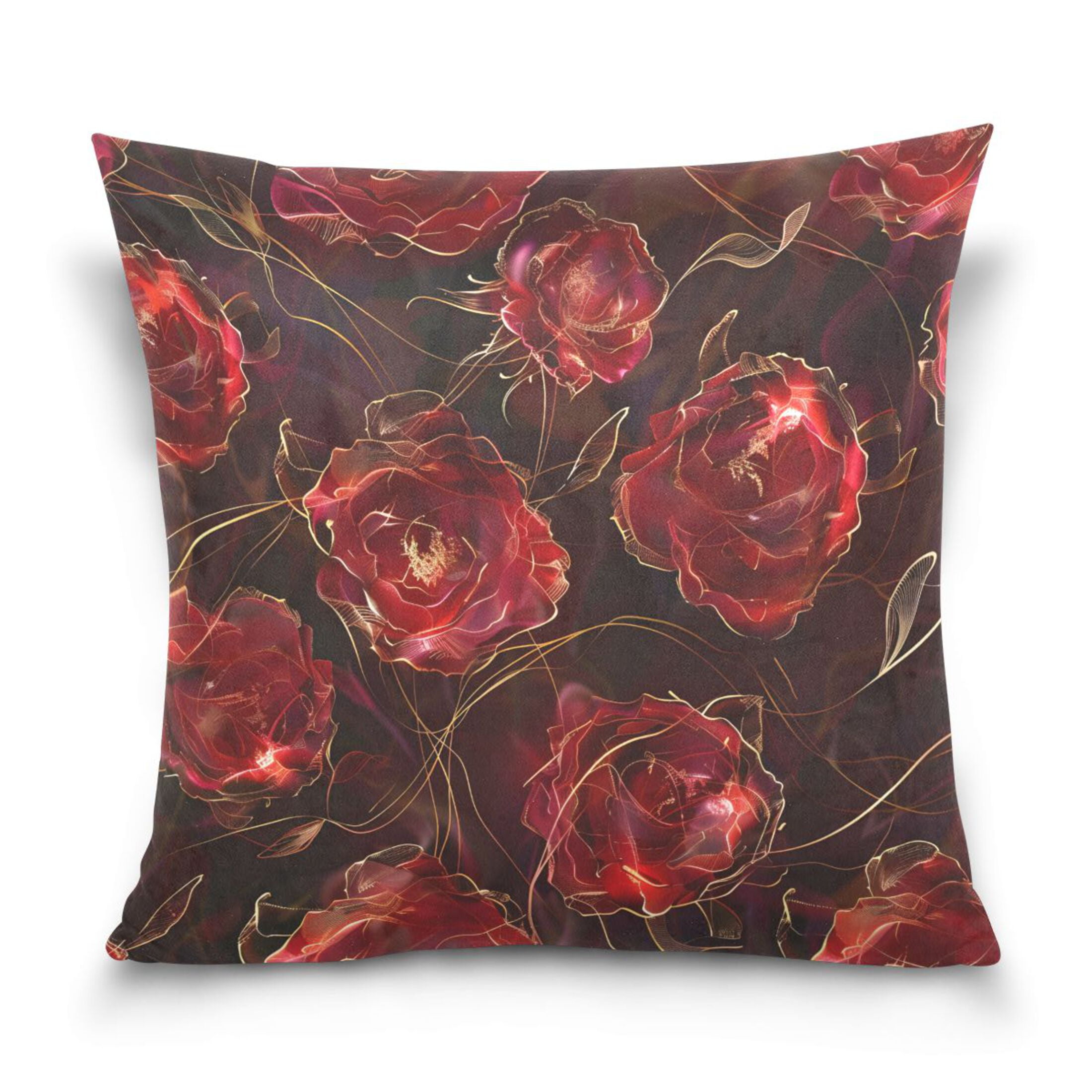 Beautiful Red Rose Flower Throw Pillow Covers Couch Pillowcases Decor ...