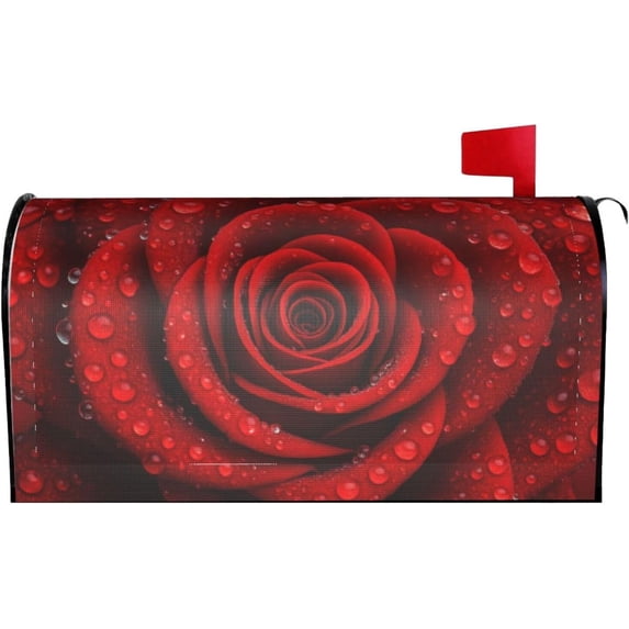 Beautiful Red Rose Mailbox Covers Magnetic Mailbox Wraps Post Letter ...