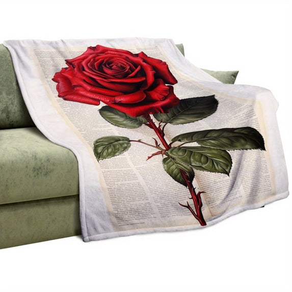 Beautiful Red Roses Blanket Gifts for Adults Boys, Natural Flowers ...