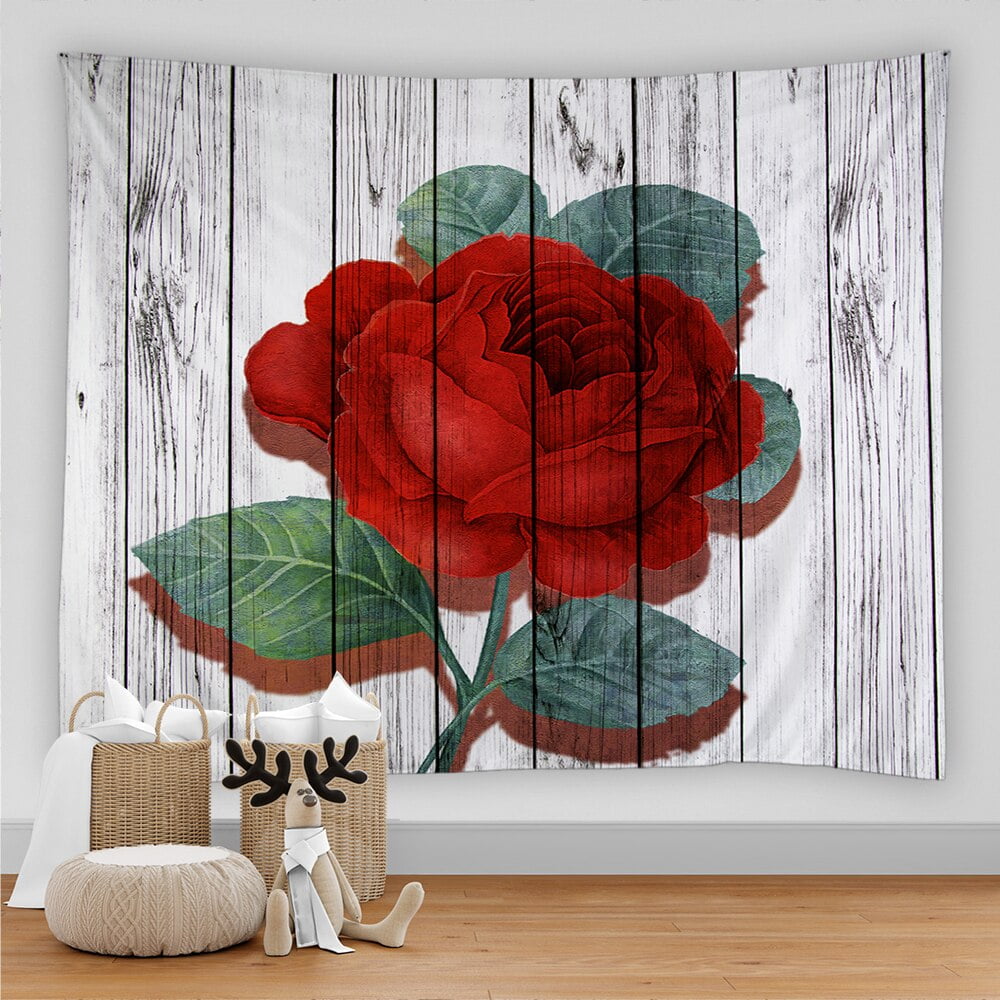 Beautiful Red Roses Tapestry Wall Hanging Flower Reference Chart Hippie ...