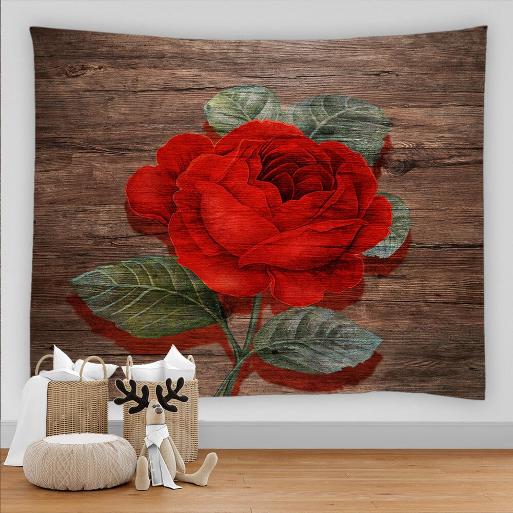 Beautiful Red Roses Tapestry Wall Hanging Flower Reference Chart Hippie ...