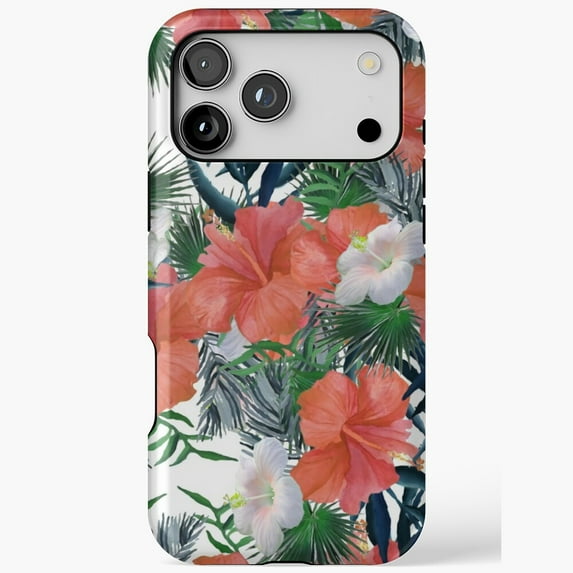Beautiful Red White Hibiscus Floral iPhone Case 17 to 11 Pro Max ...
