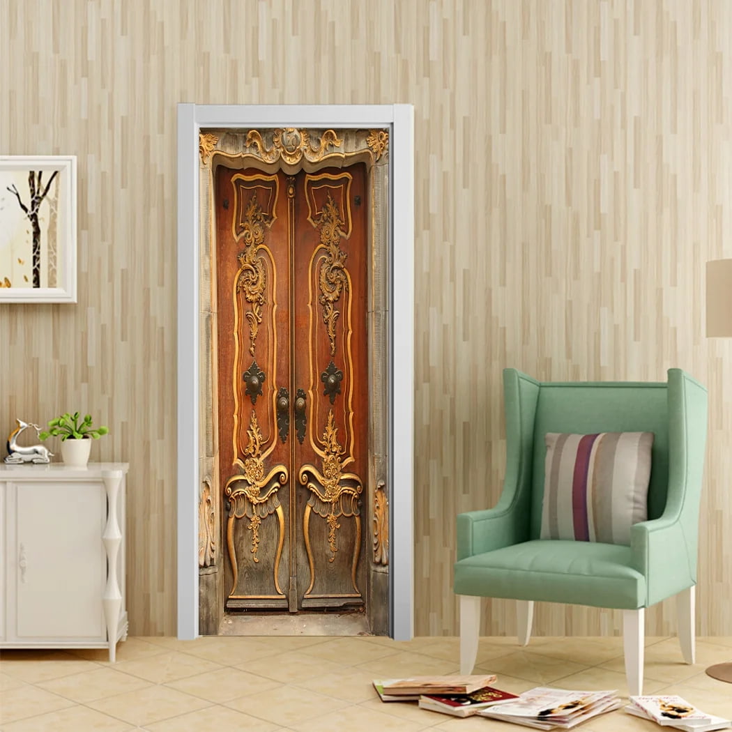 Beautiful Removable Door Sticker Waterproof Bedroom Porch Imitation ...
