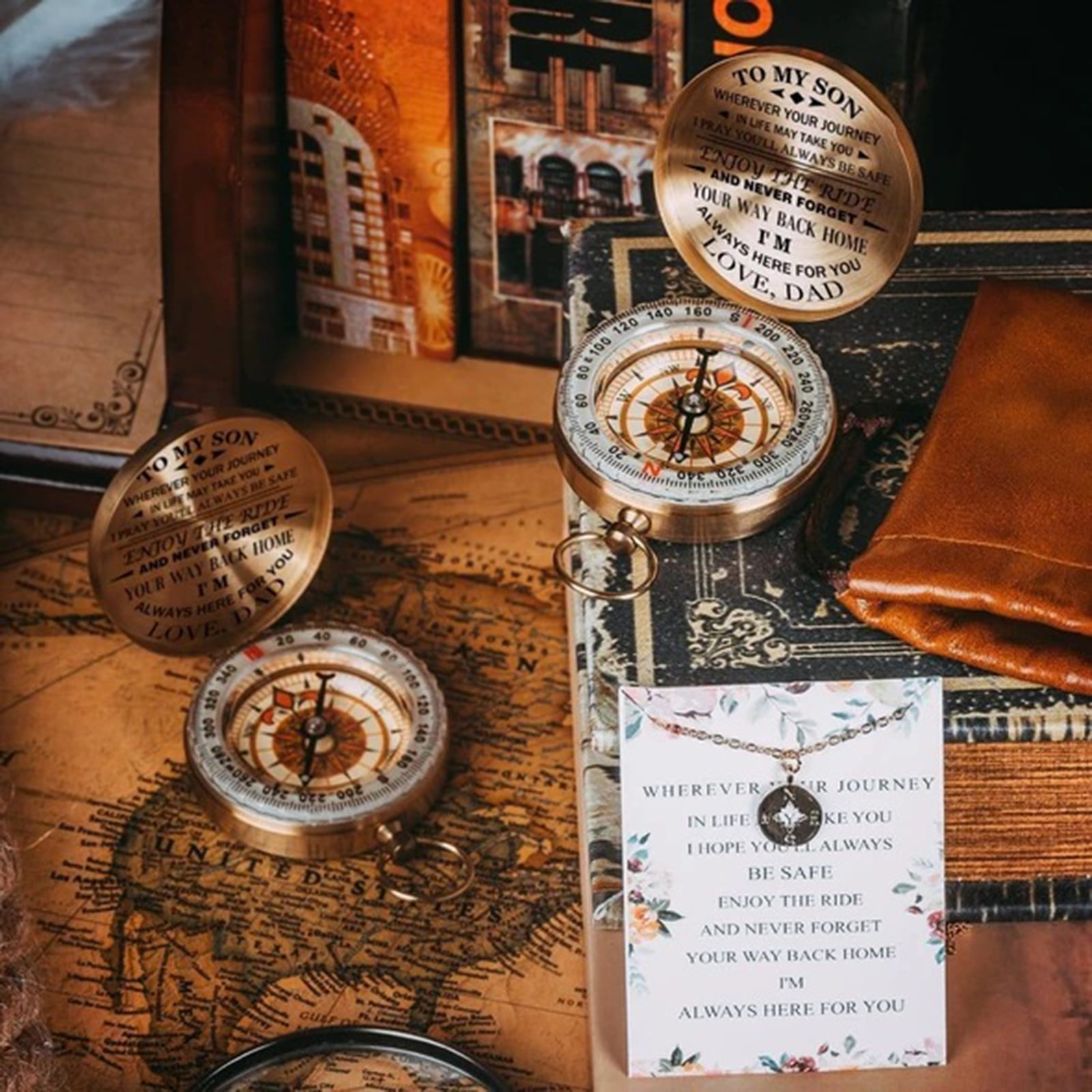 Beautiful Ride Compass - Christmas Style Brass Scripture Engraved ...