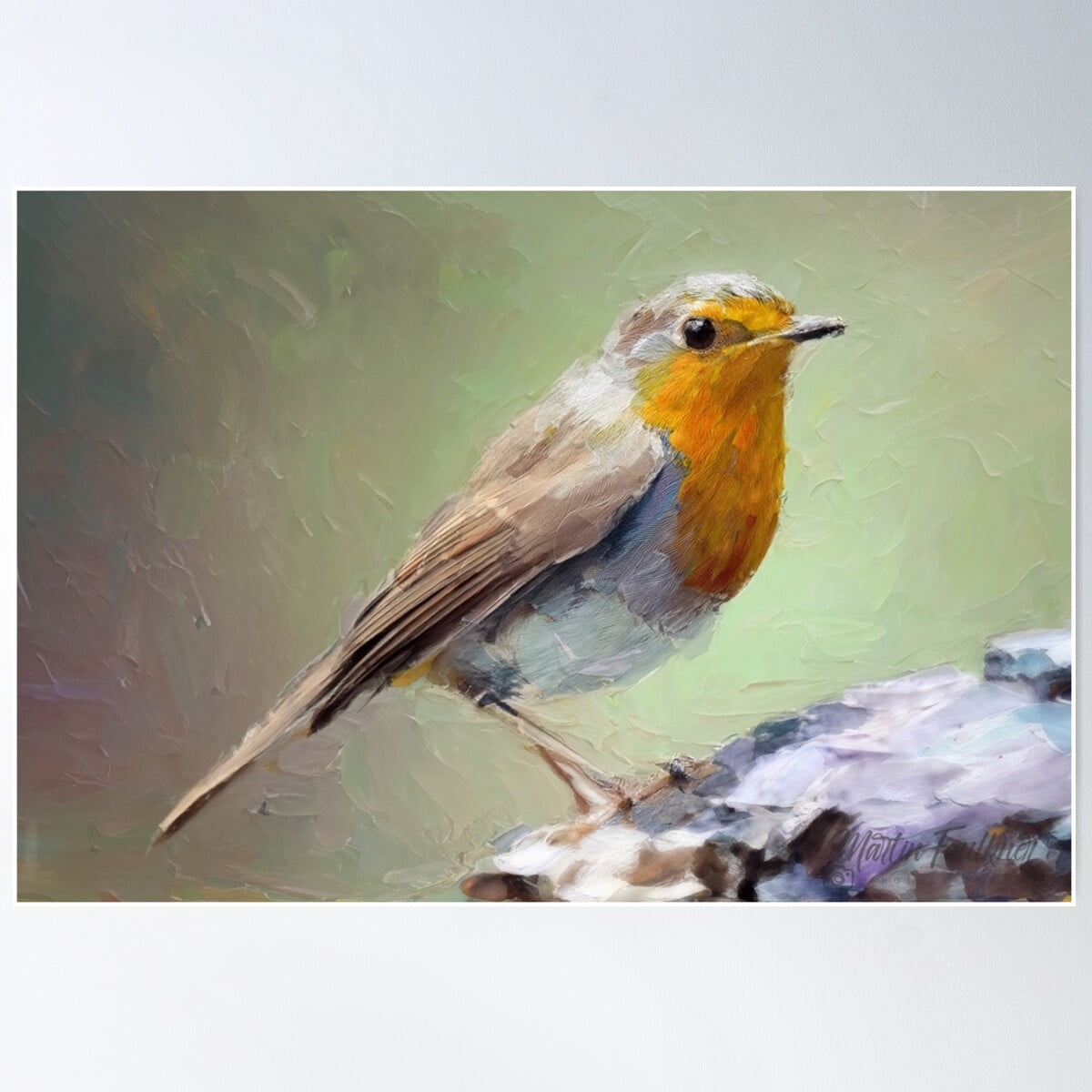 Beautiful Robin Redbreast Oil Painting Print Poster Wall Art, Modern ...