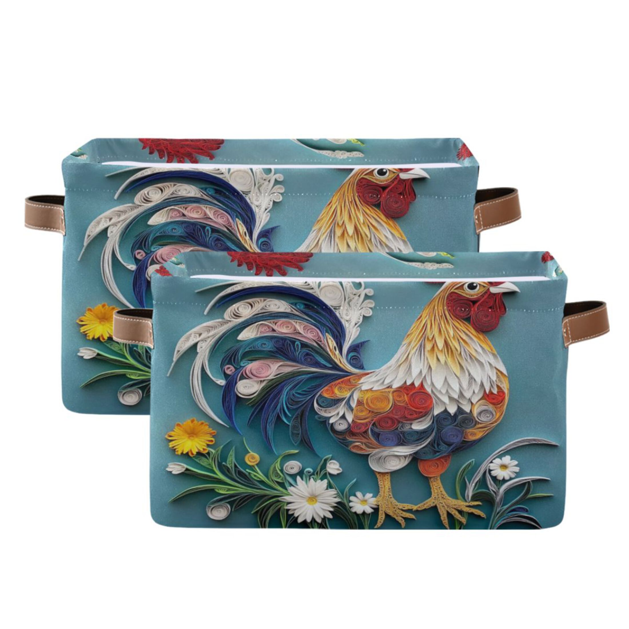 Beautiful Rooster Foldable Storage Basket,Canvas Fabric Foldable ...