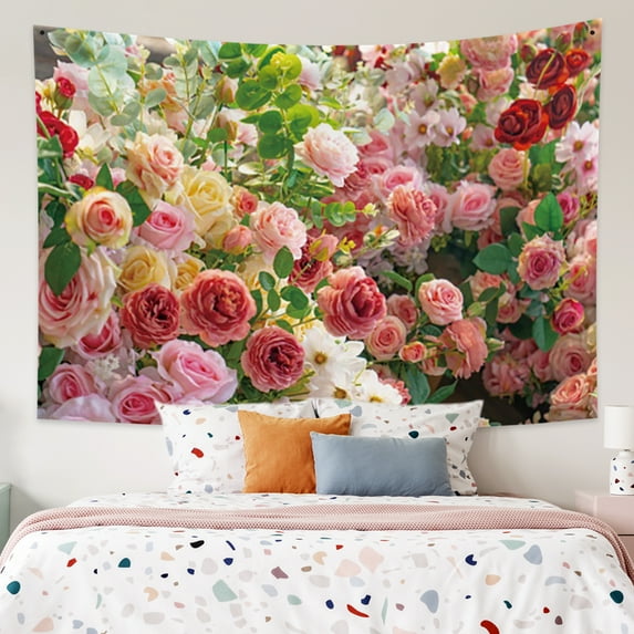 Beautiful Rose Bush Tapestry Wall Hanging Romantic Fresh Daisy Ins ...