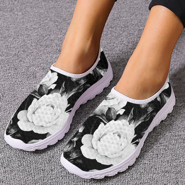 Beautiful Rose Flower Print Lightweight And Breathable Summer Shoes ...