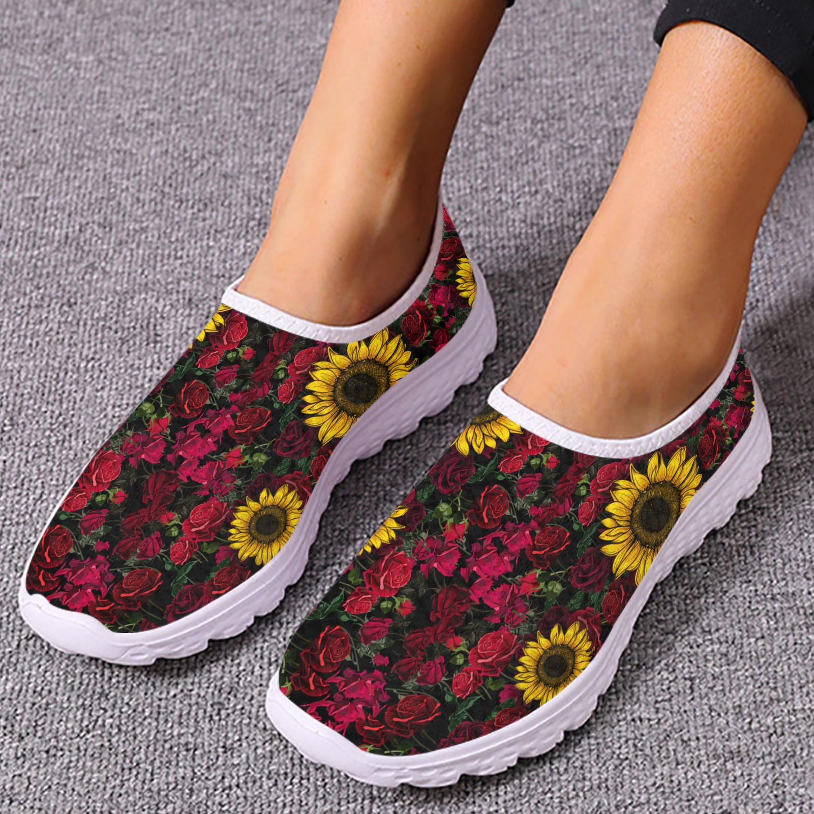 Beautiful Rose Flower Print Lightweight And Breathable Summer Shoes ...