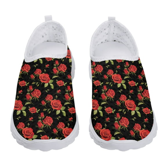Beautiful Rose Flower Print Lightweight Breathable Shoes Running ...