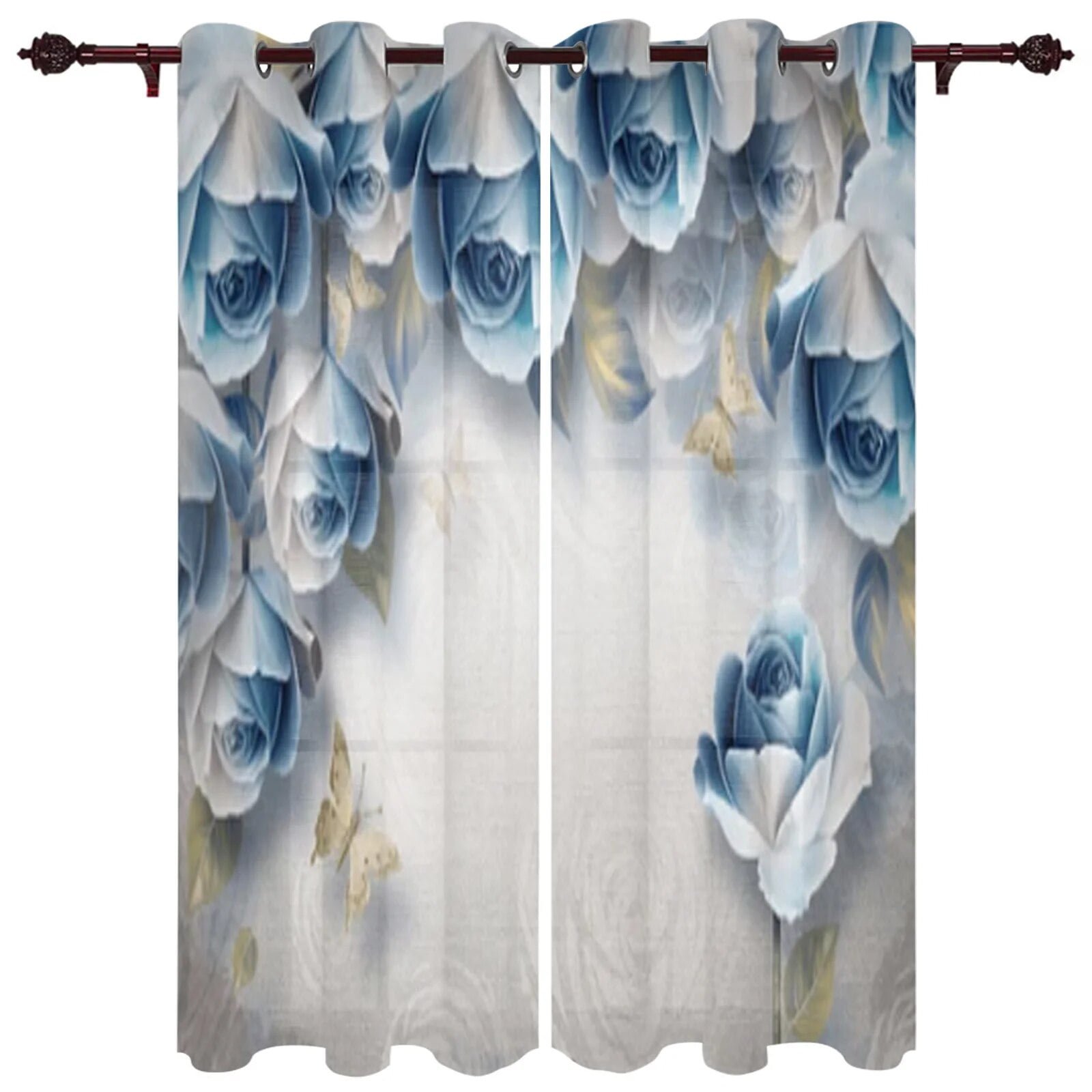 Beautiful Rose Flowers Abstract Window Curtains For Living Room Luxury ...