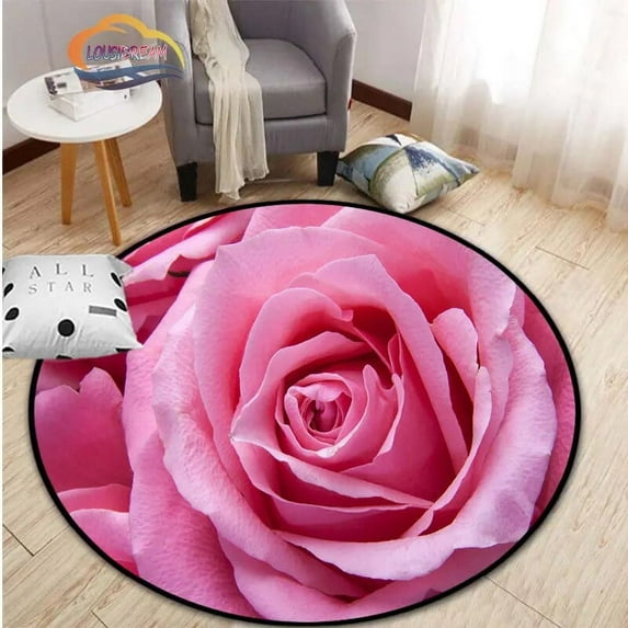 Beautiful Rose Flowers Round Carpet Floor Mat Room Area Bedroom Rug r ...