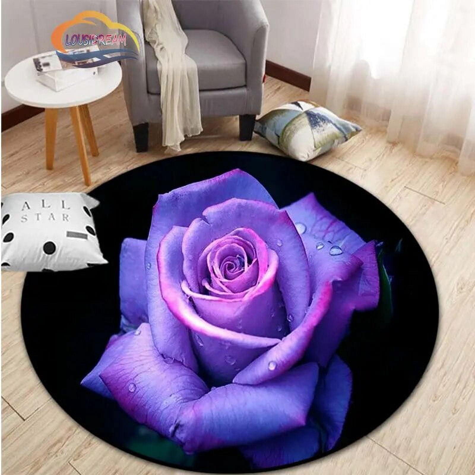 Beautiful Rose Flowers Round Carpet Floor Mat Room Area Bedroom Rug r ...