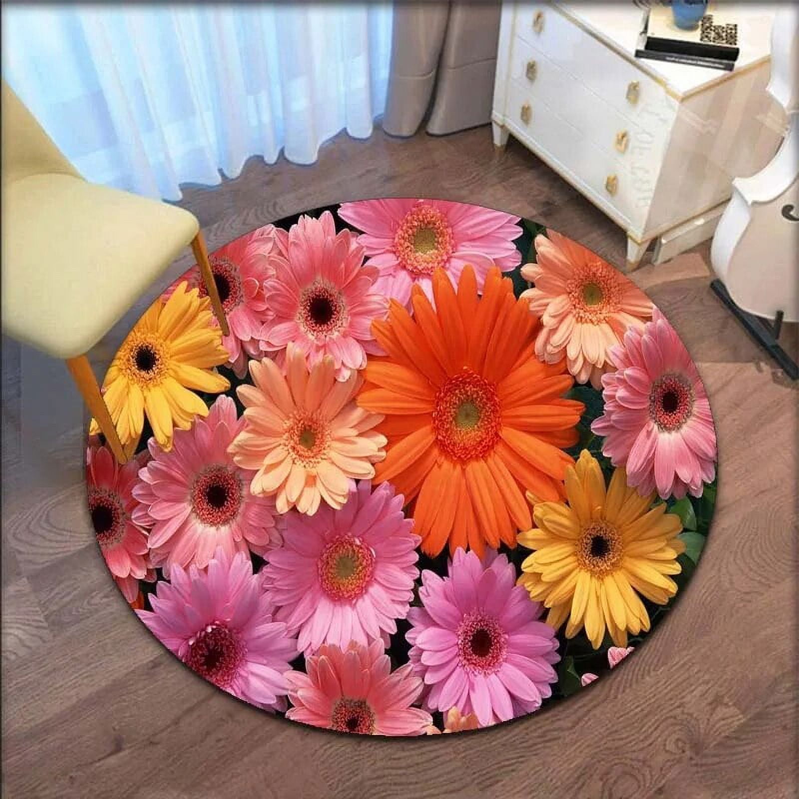 Beautiful Rose Flowers Round Carpet Floor Mat Room Area Bedroom Rug r ...