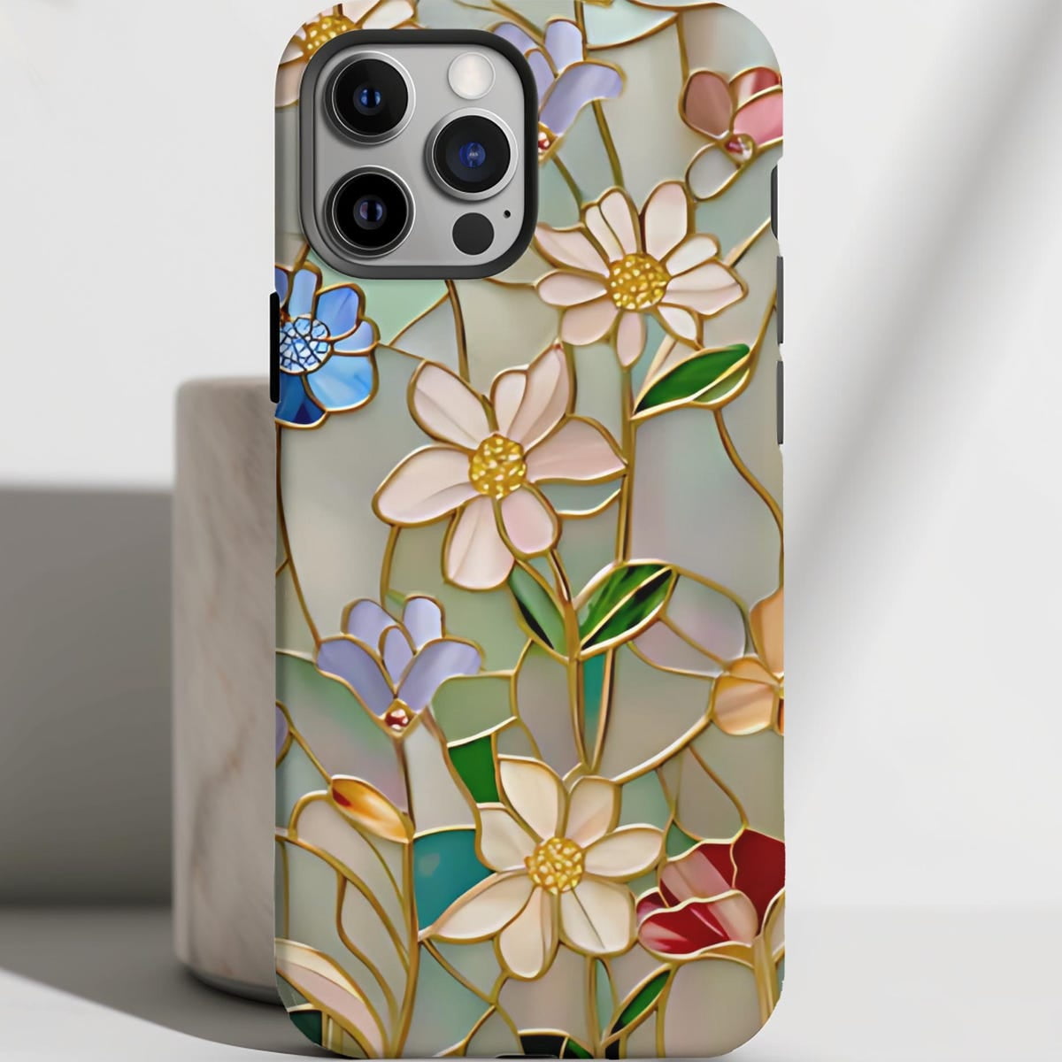 Beautiful Rose Gold Wildflowers Floral Stained Glass Case for 17 16 15 ...