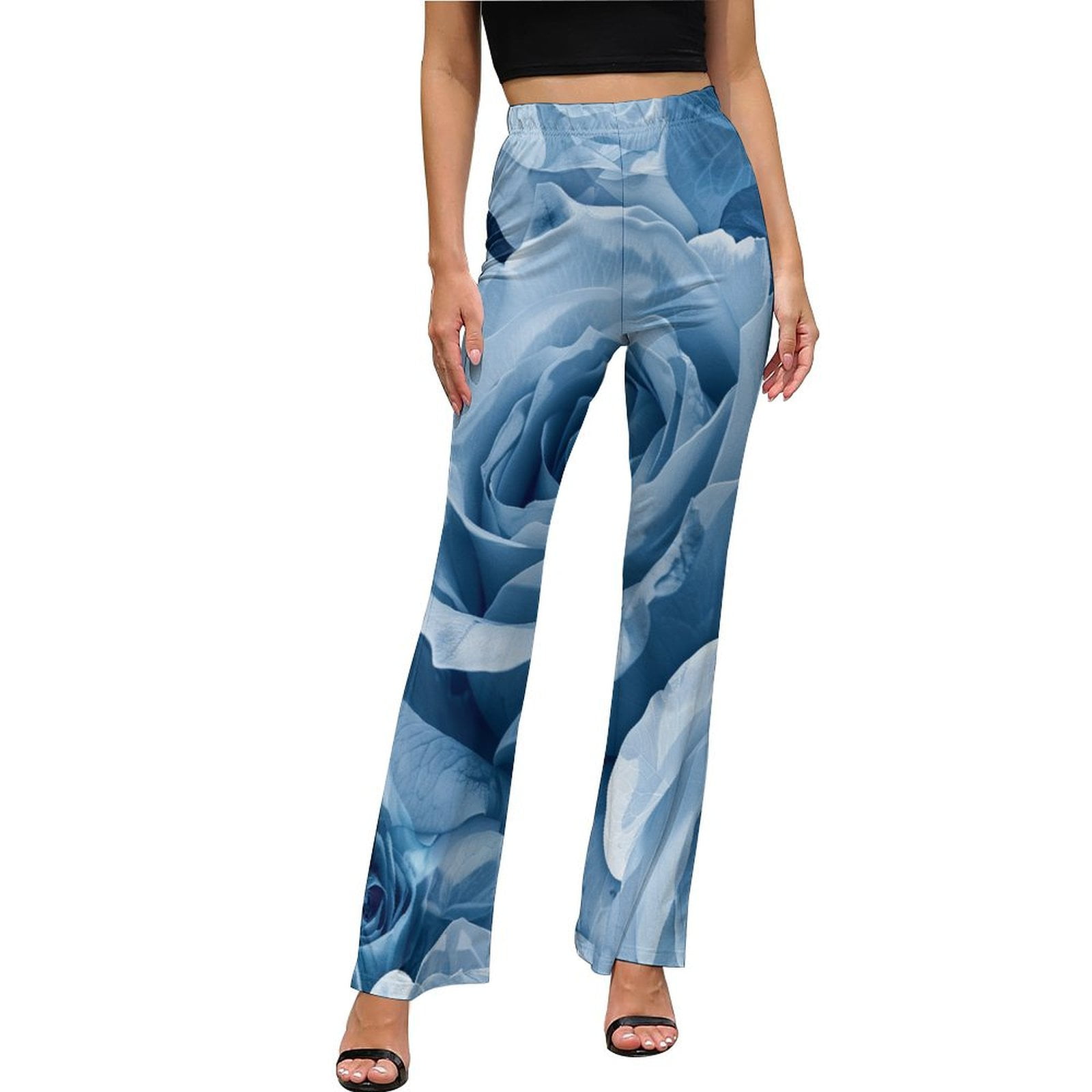 Beautiful Roses Colorful High Waisted Casual Flared Trousers Summer ...