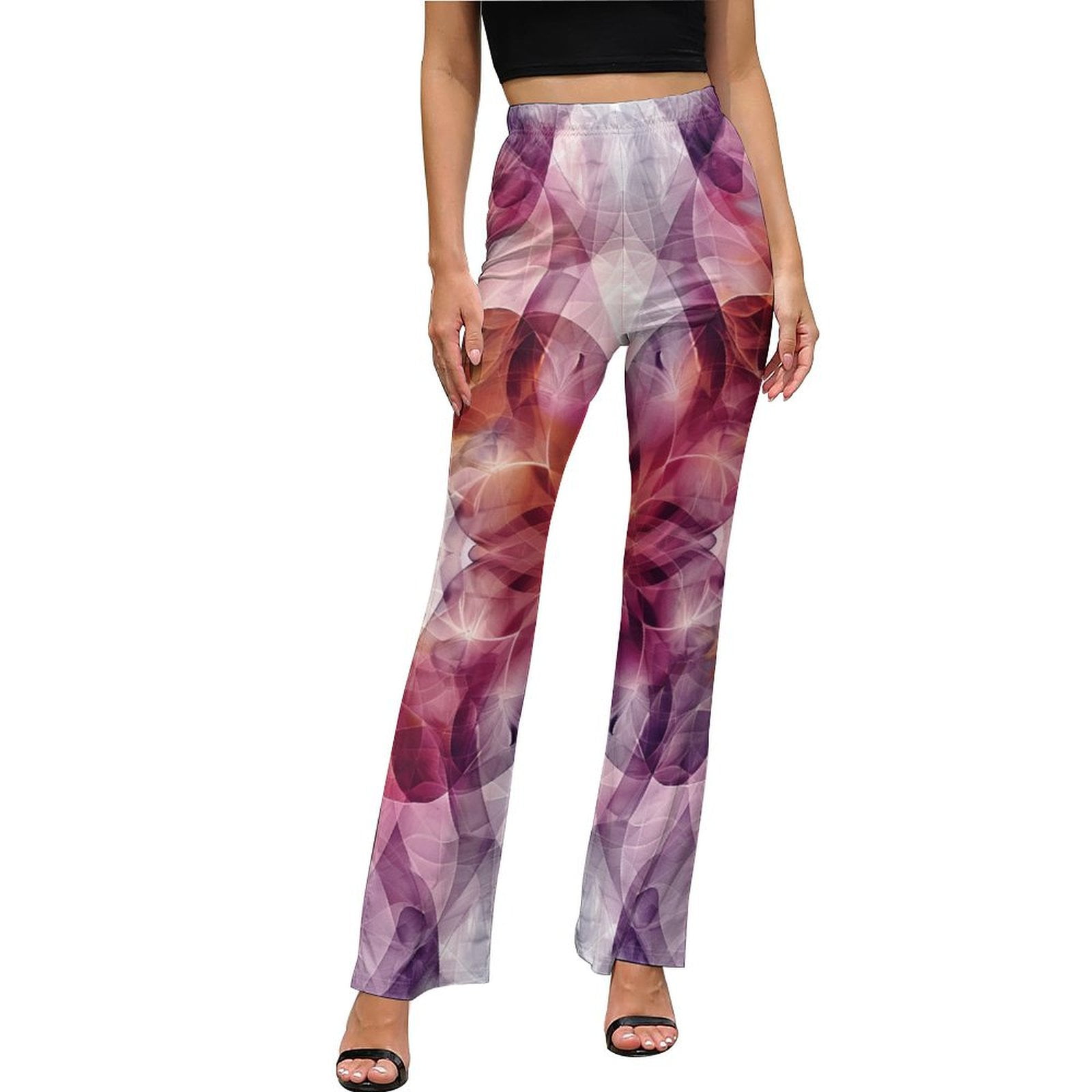 Beautiful Roses Colorful High Waisted Casual Flared Trousers Summer ...