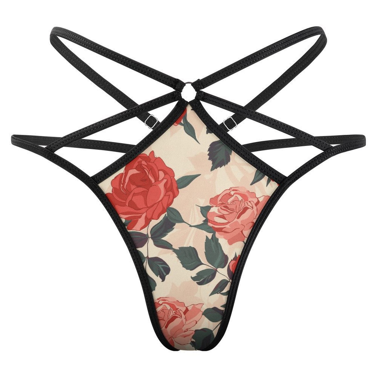 Beautiful Roses Colorful Open Type Women's Panties Crotch Opening G-strings Thongs Lingeries ...
