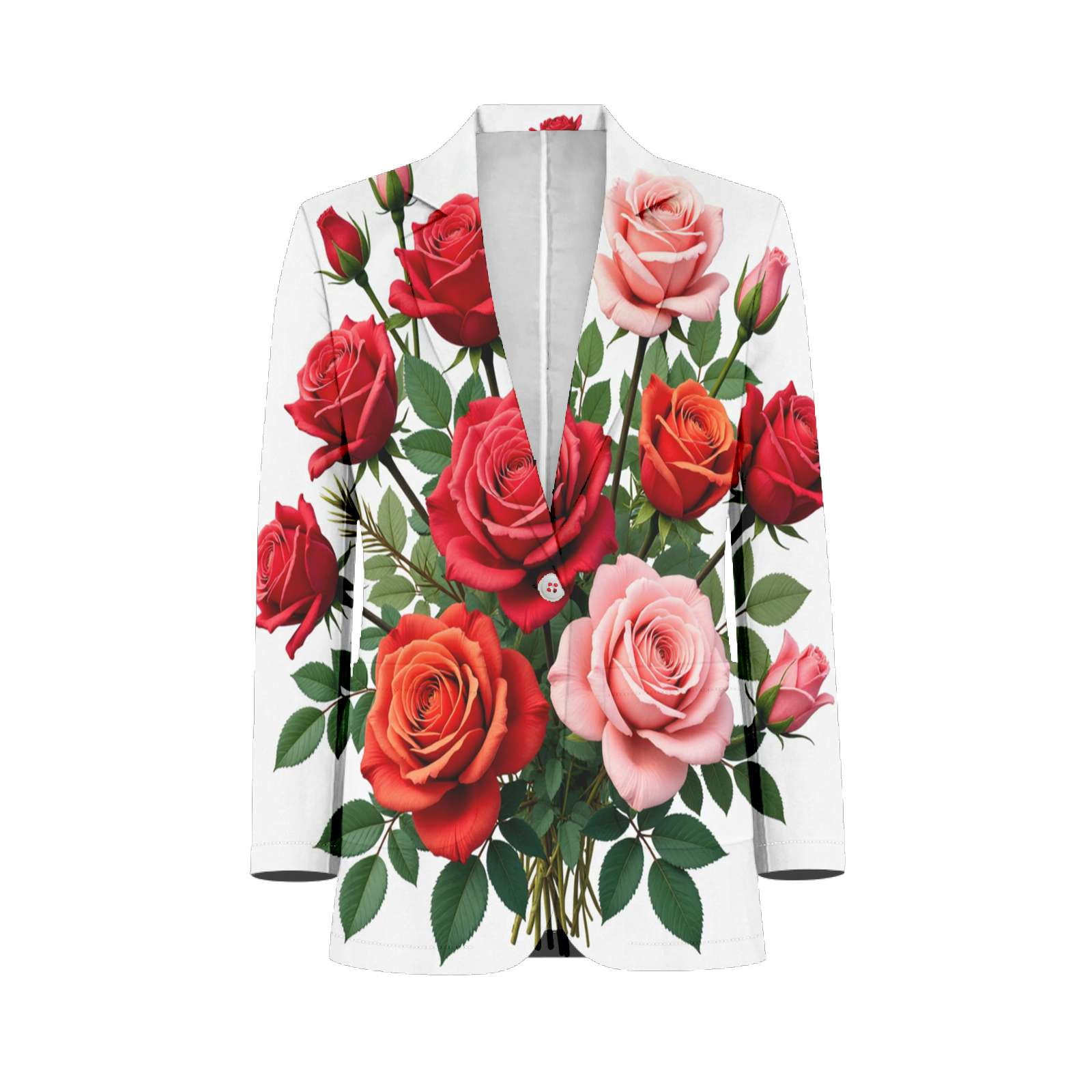 Beautiful Roses In Bouquet Customized Men's Suits full man Shawl Collar ...