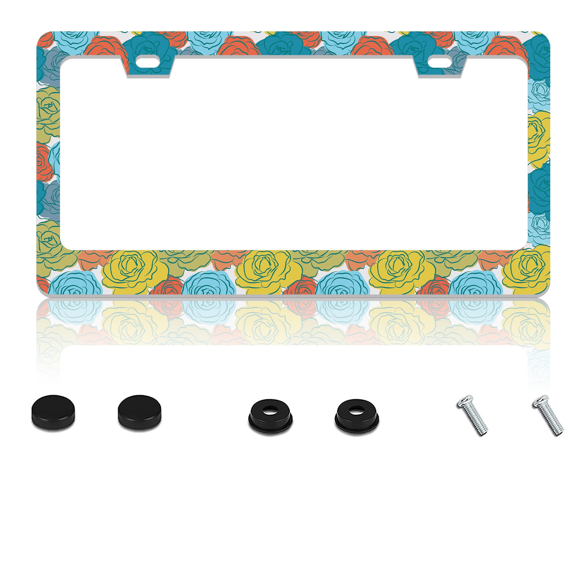 Beautiful Roses License Plate Frame Metal Car Accessories Personalized ...