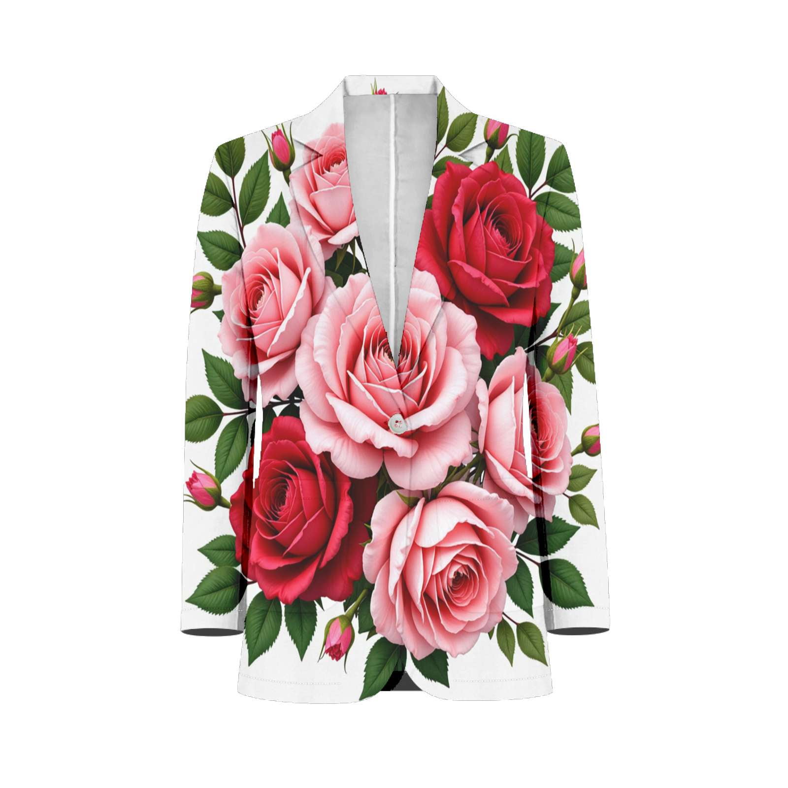 Beautiful Roses On White Mens Suits Shawl Collar Slim Fit Suit Mens ...
