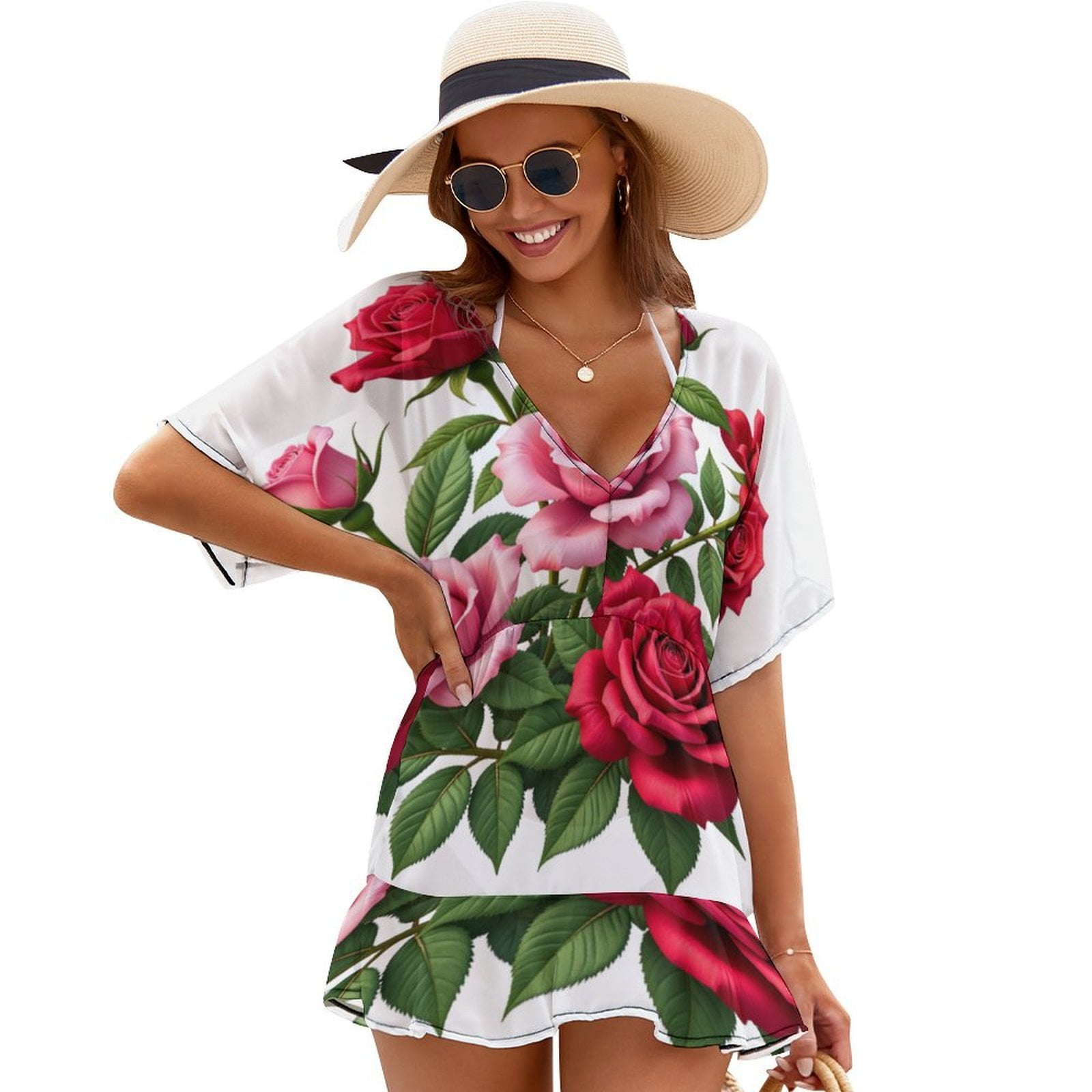 Beautiful Roses in Bloom Cover Ups Dresses Women Summer Dress Vintage ...