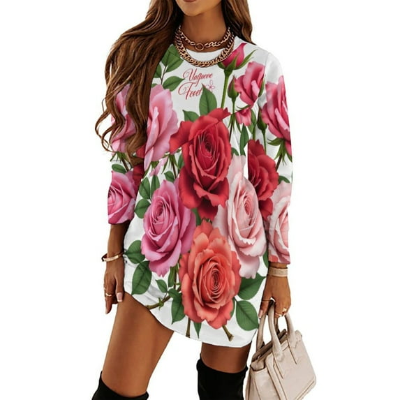 Beautiful Roses in Bloom Loose Dress Evening Dress Summer Dresses for ...