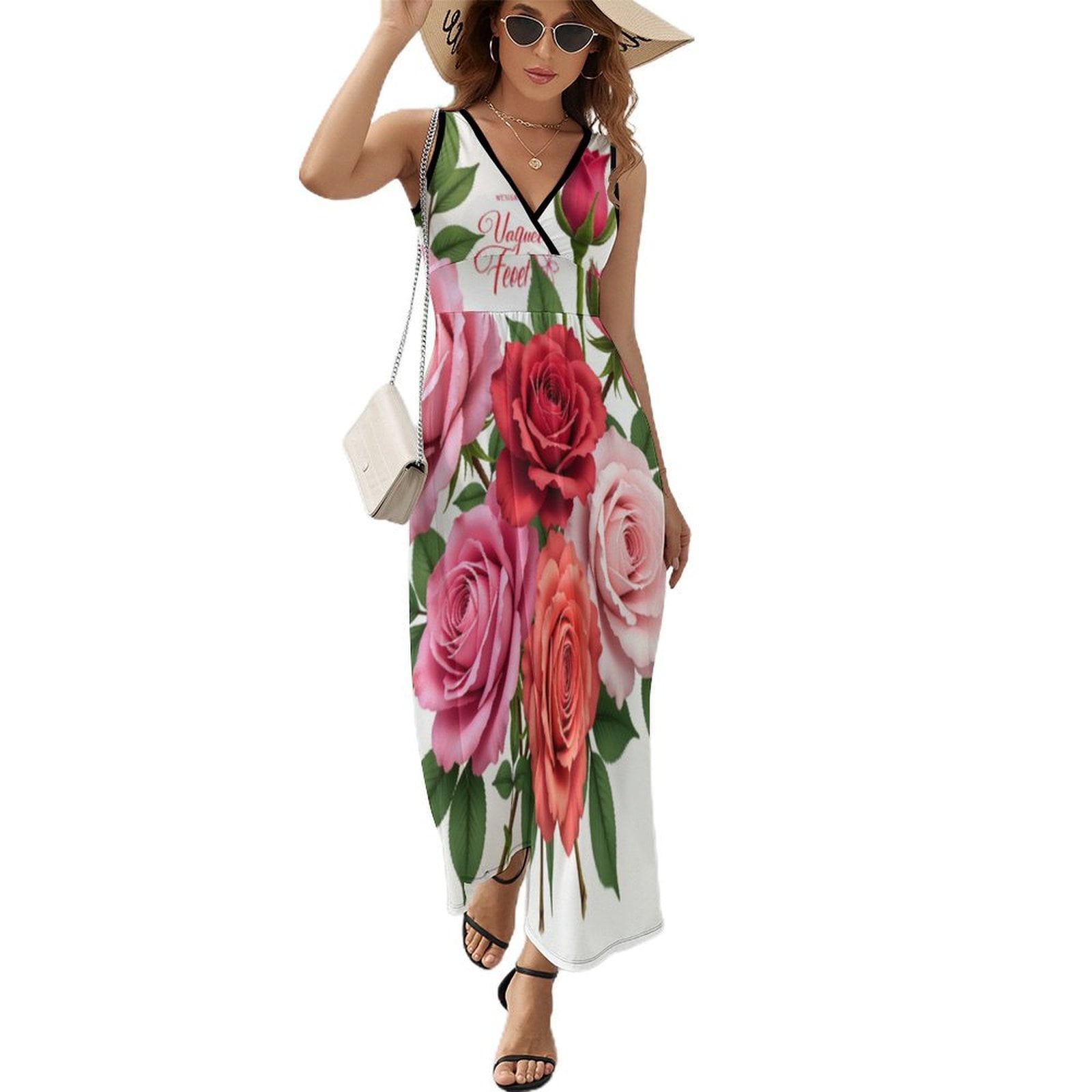 Beautiful Roses in Bloom Sleeveless Dress Dresses Women Summer Evening ...