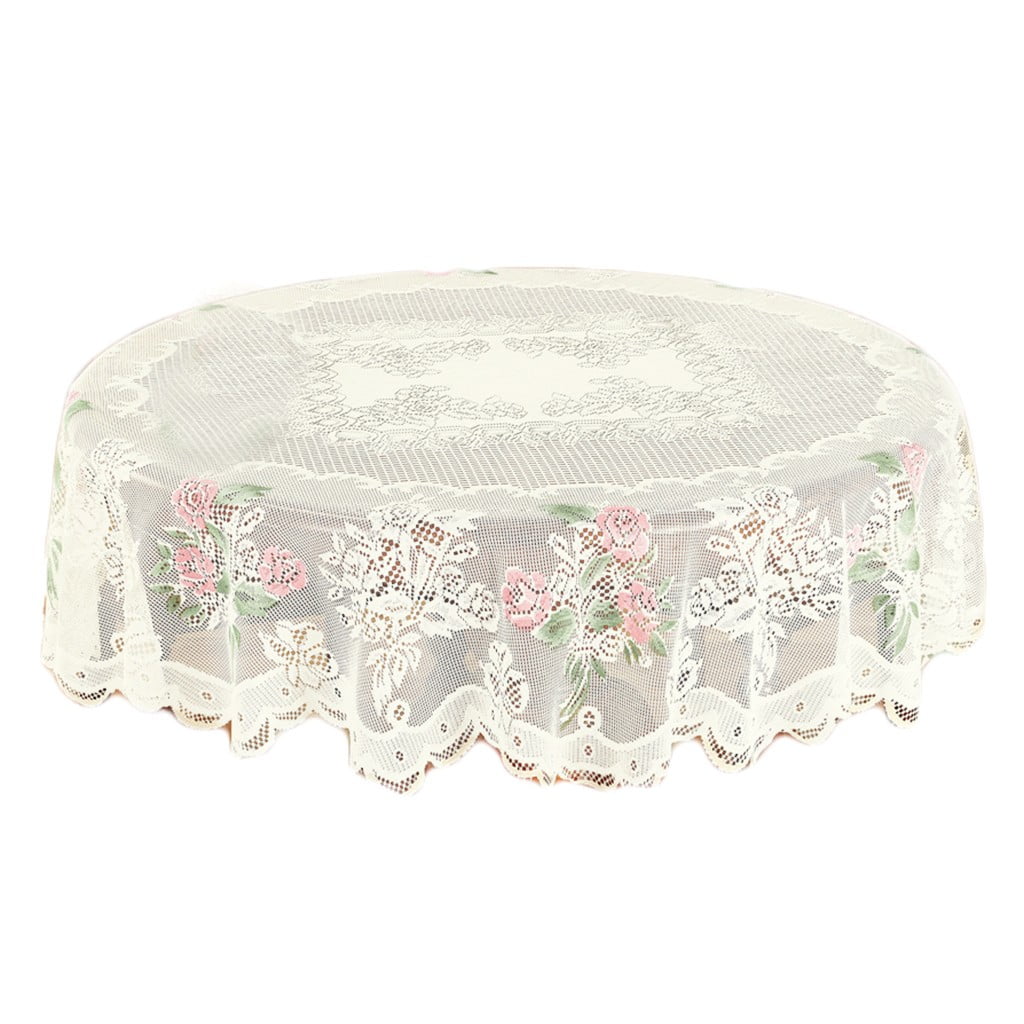 Elegant Lace Tablecloth, Round, Scalloped Bottom, 70in Diameter, White ...