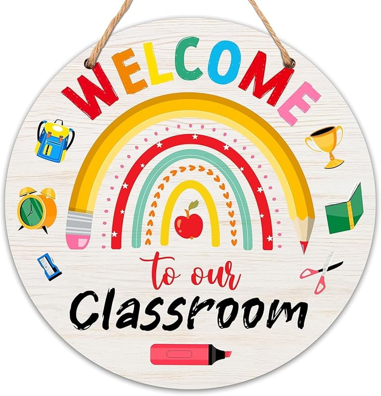 Beautiful Round Wooden Sign Multiple Style First Day of School ...