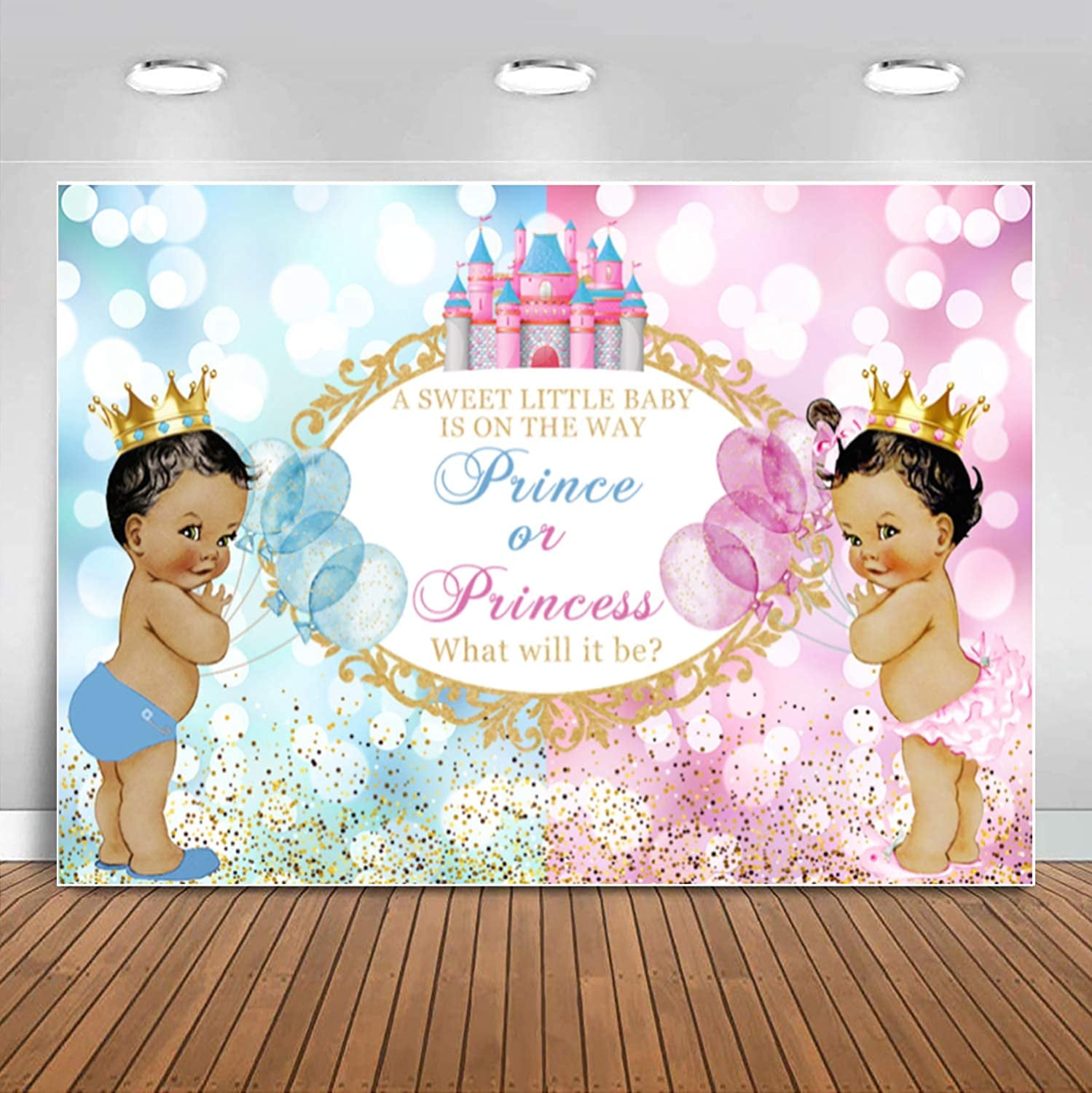 Beautiful Royal Prince or Princess Gender Reveal Backdrop Blue Pink ...