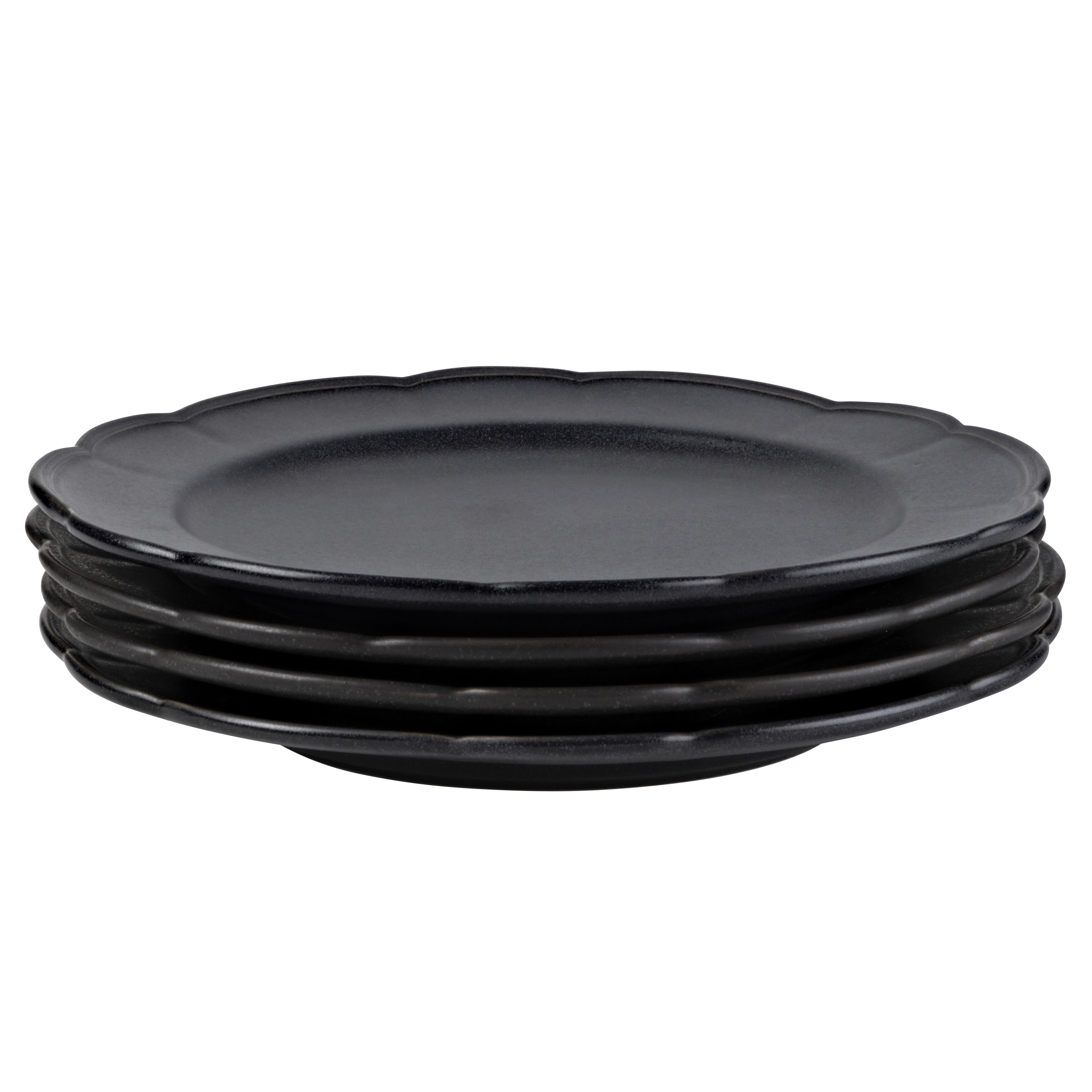 Beautiful Scallops Set of 4 Stoneware Dinner Plates Black by Drew ...