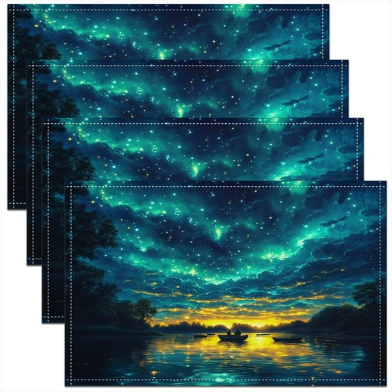 Beautiful Scene Placemats Set of 4 18"x12" Starry Sky Placemat for ...