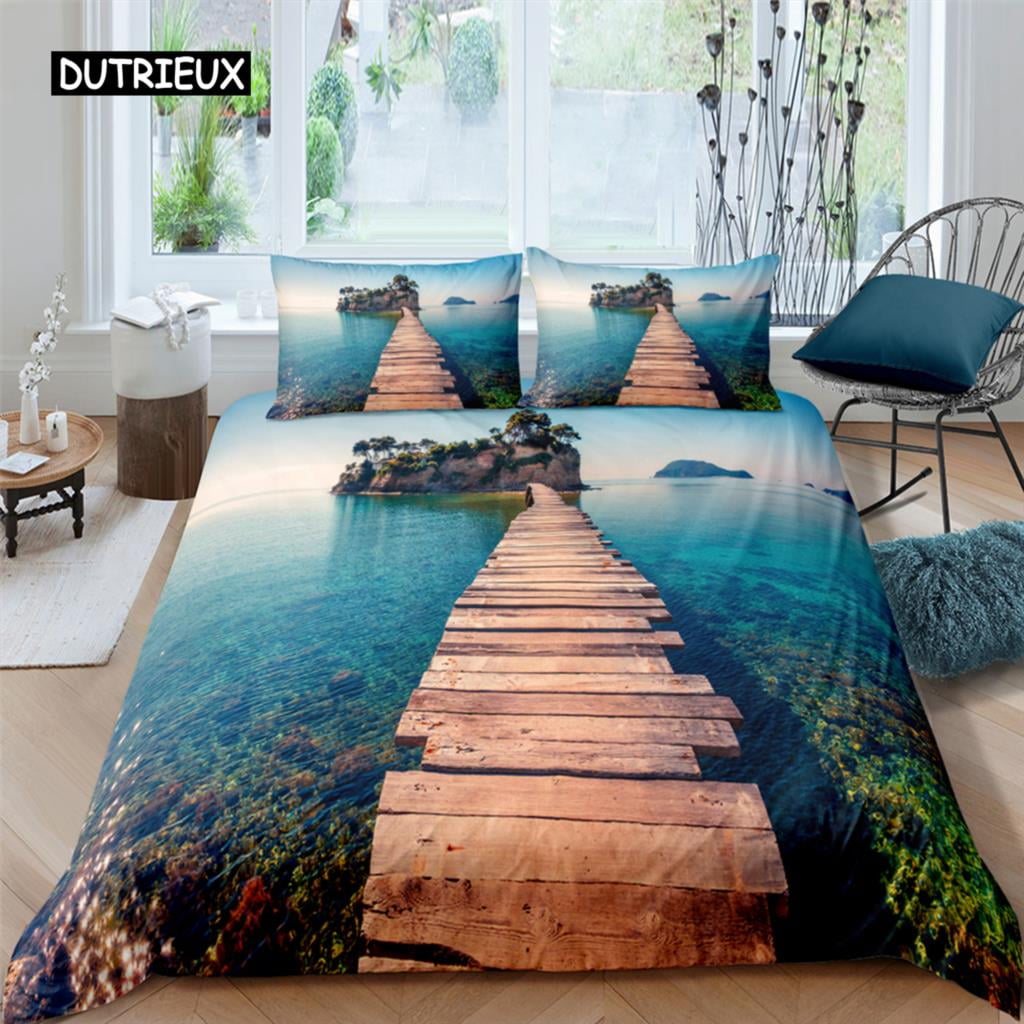 Beautiful Scenery Bedding Set Bed Cover Floral Trees Duvet Cover with ...