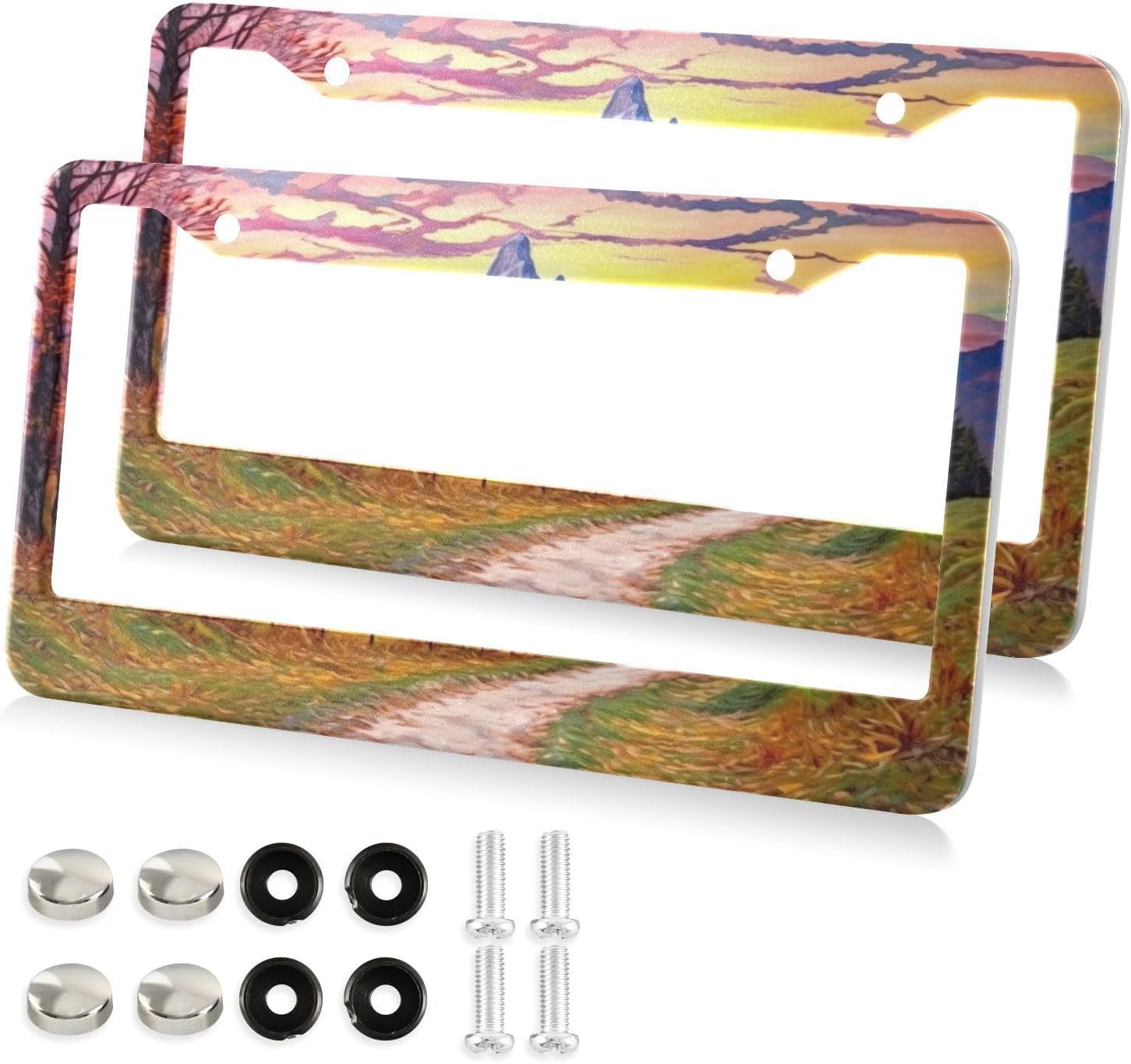 Beautiful Scenery License Plate Frame, Aluminum Car Tag Frames, 2 Pack ...