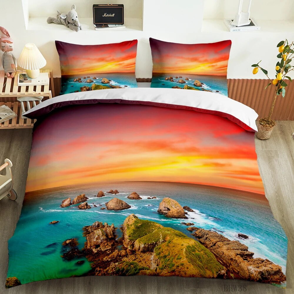Beautiful Scenery Series Duvet Cover Set Sunset 3D Printing King ...